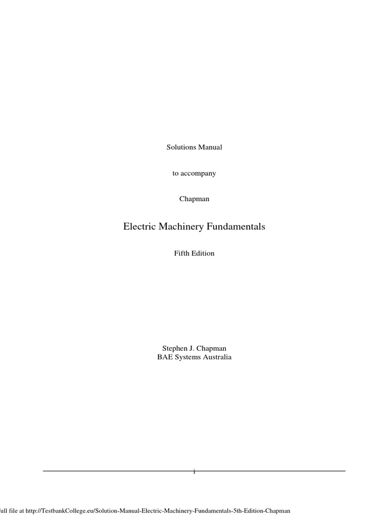 Instructor's Manual Electric Machinery Fundamentals 5th | PDF ... Instructor's Manual Electric Machinery Fundamentals 5th | PDF ...