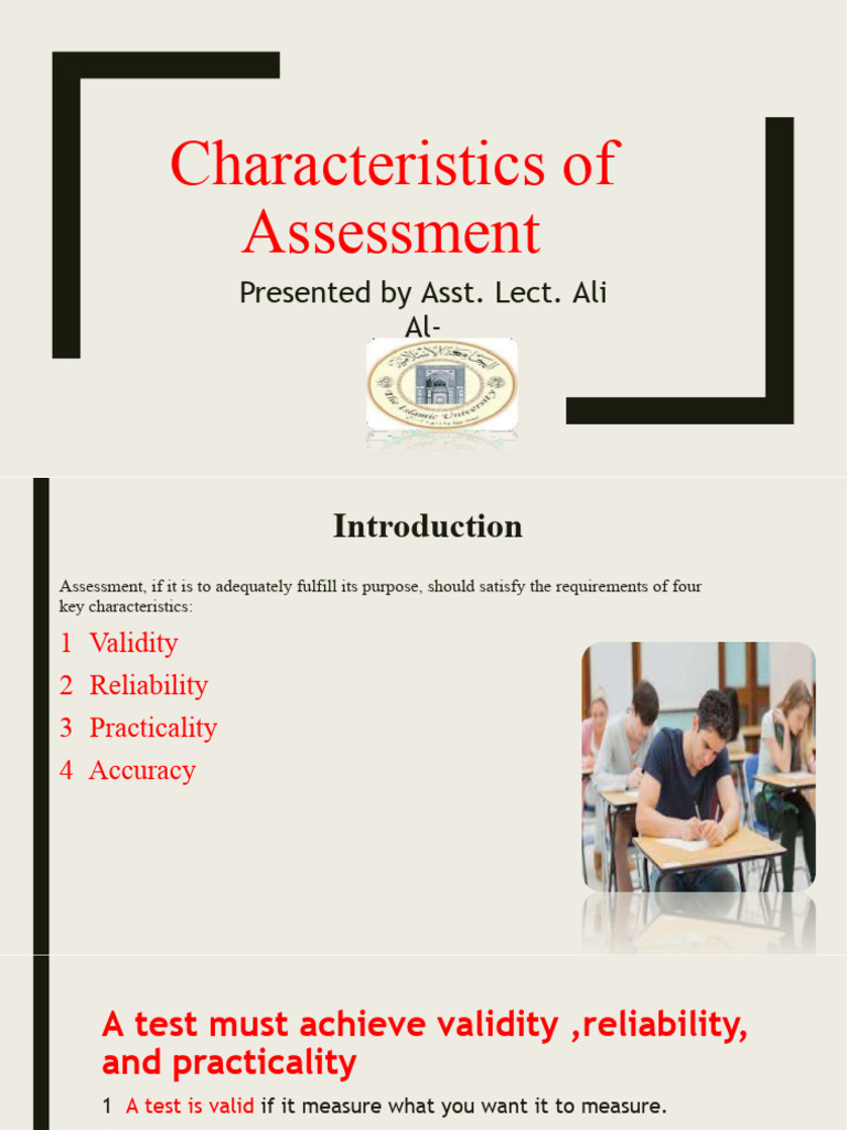 Characteristics of Assessment Methods | PDF | Validity (Statistics ...