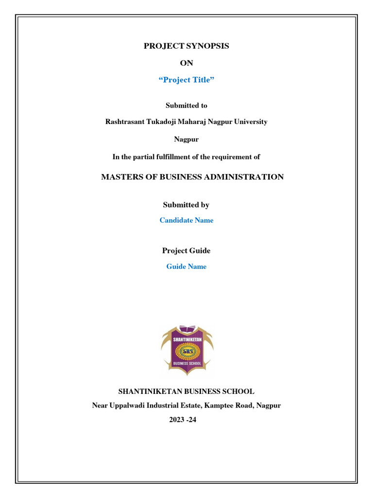 MBA Project Synopsis Guide | PDF | Technology & Engineering