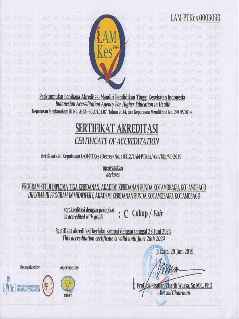 Sertifikat Akreditasi Akbid 2019-2024 | PDF