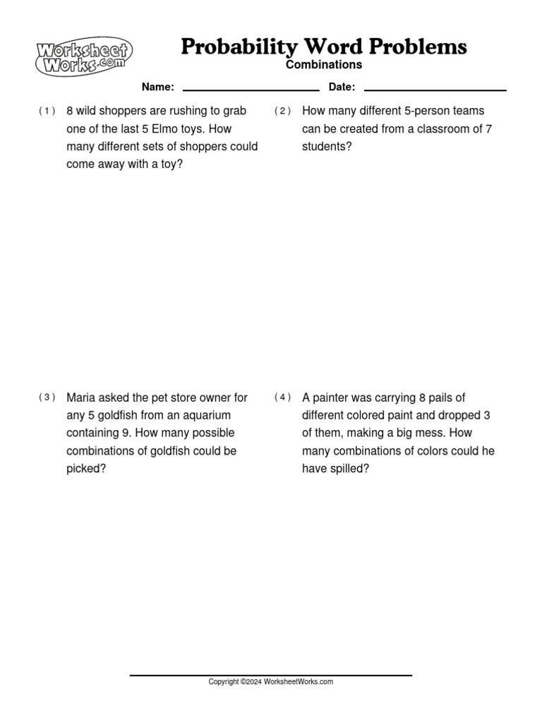 WorksheetWorks_Probability_Word_Problems_18 | PDF | Hobbies | Animals ...