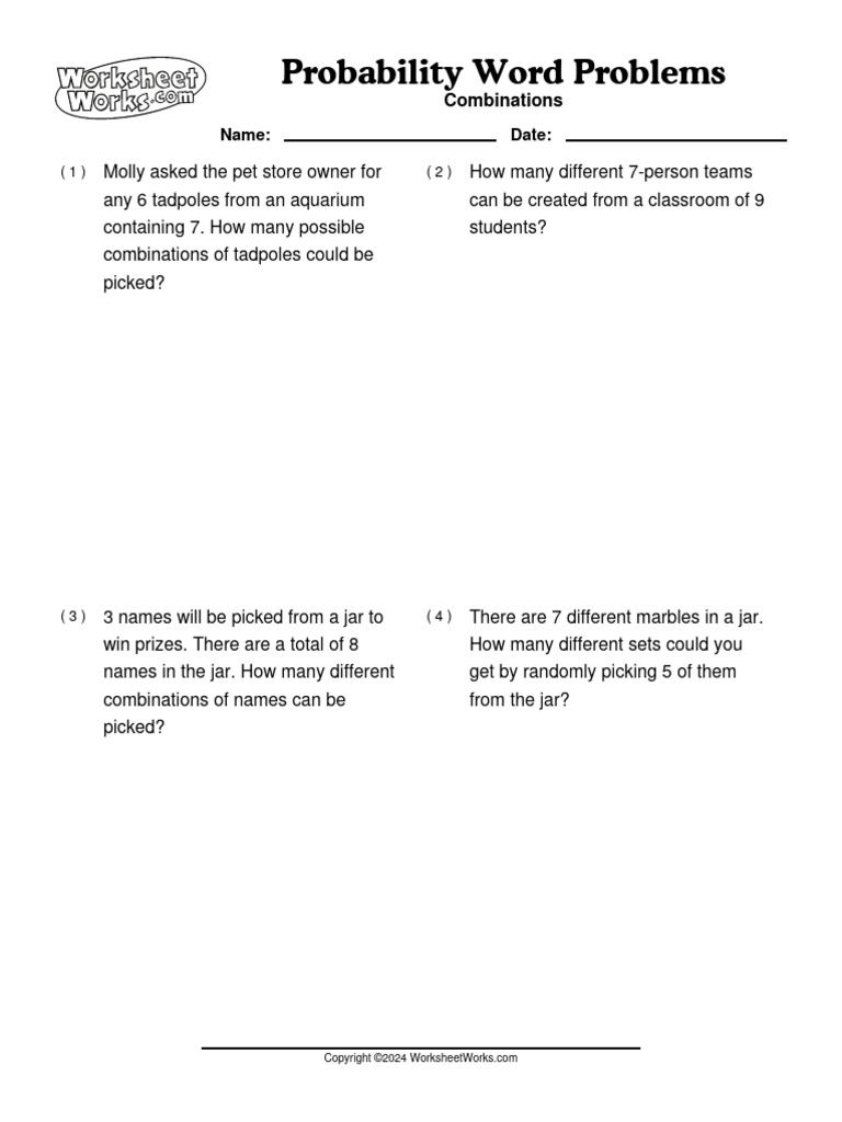WorksheetWorks_Probability_Word_Problems_20 | PDF