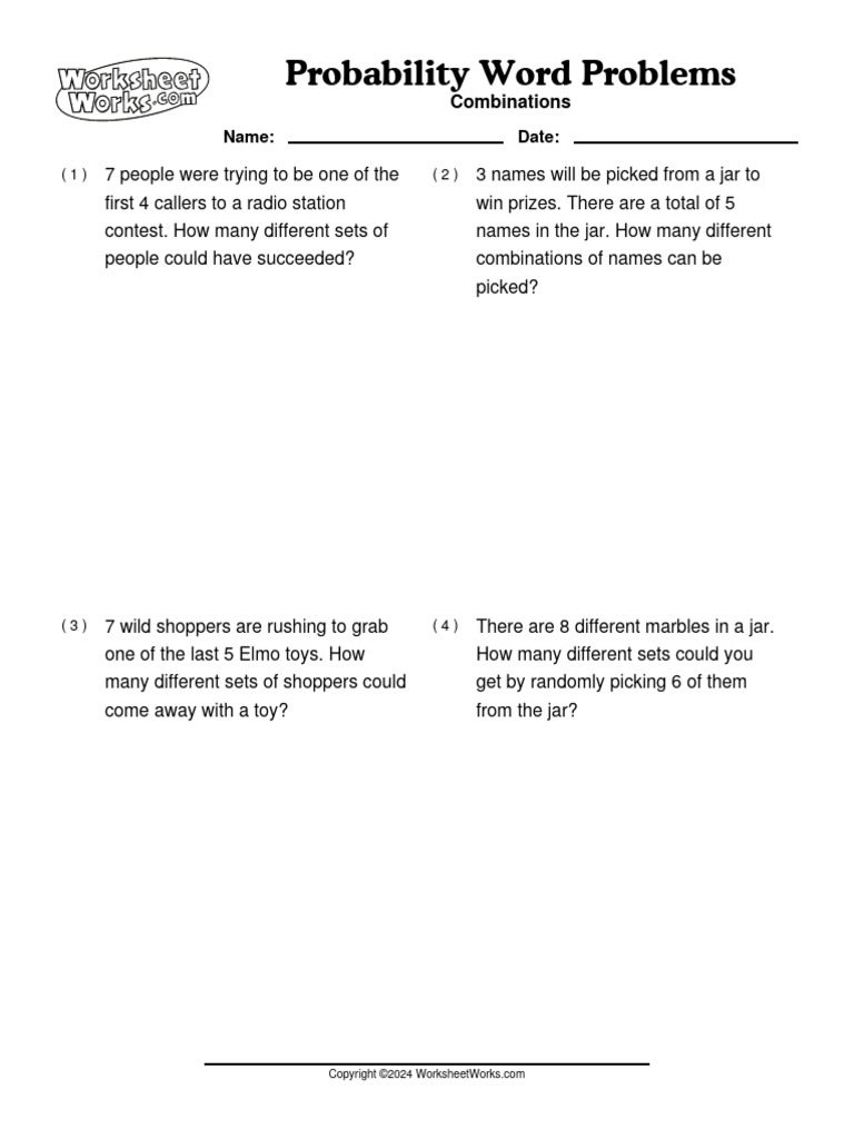 WorksheetWorks Probability Word Problems 19 | PDF