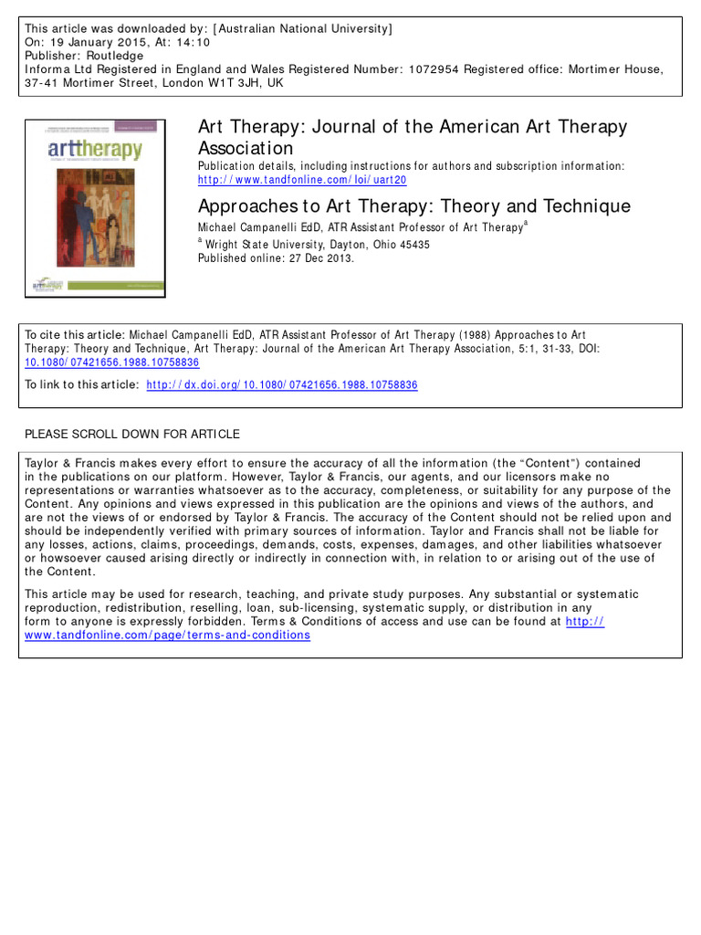 Approaches To Art Therapy - Theory and Technique | Download Free PDF ...