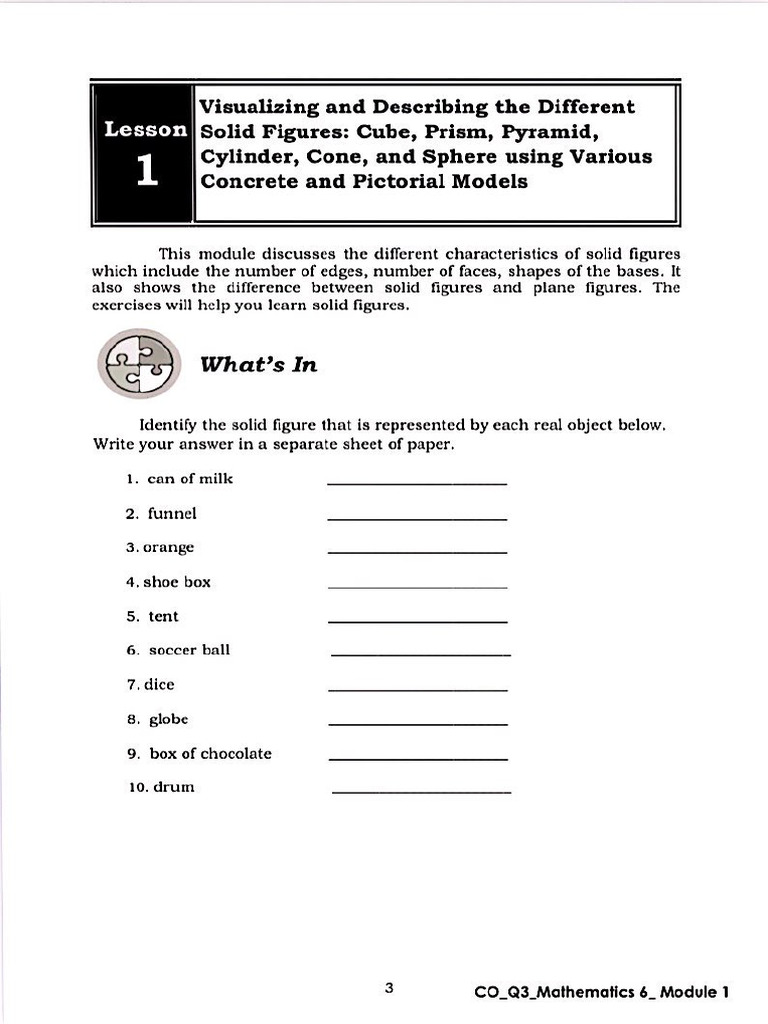 Math Module 3 Worksheet | PDF