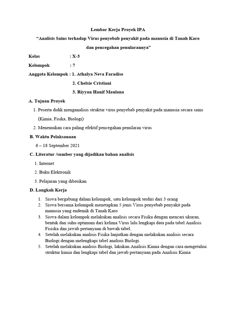 Lembar Kerja Proyek Ipa Kelompok 7 | PDF
