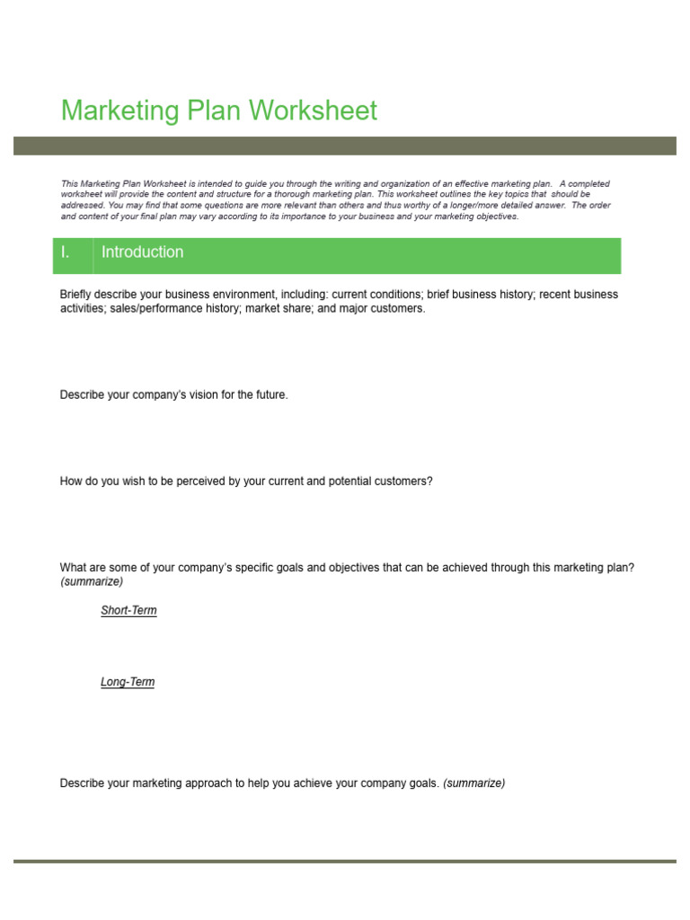 Marketing Plan Guide. | PDF | Marketing | Sales