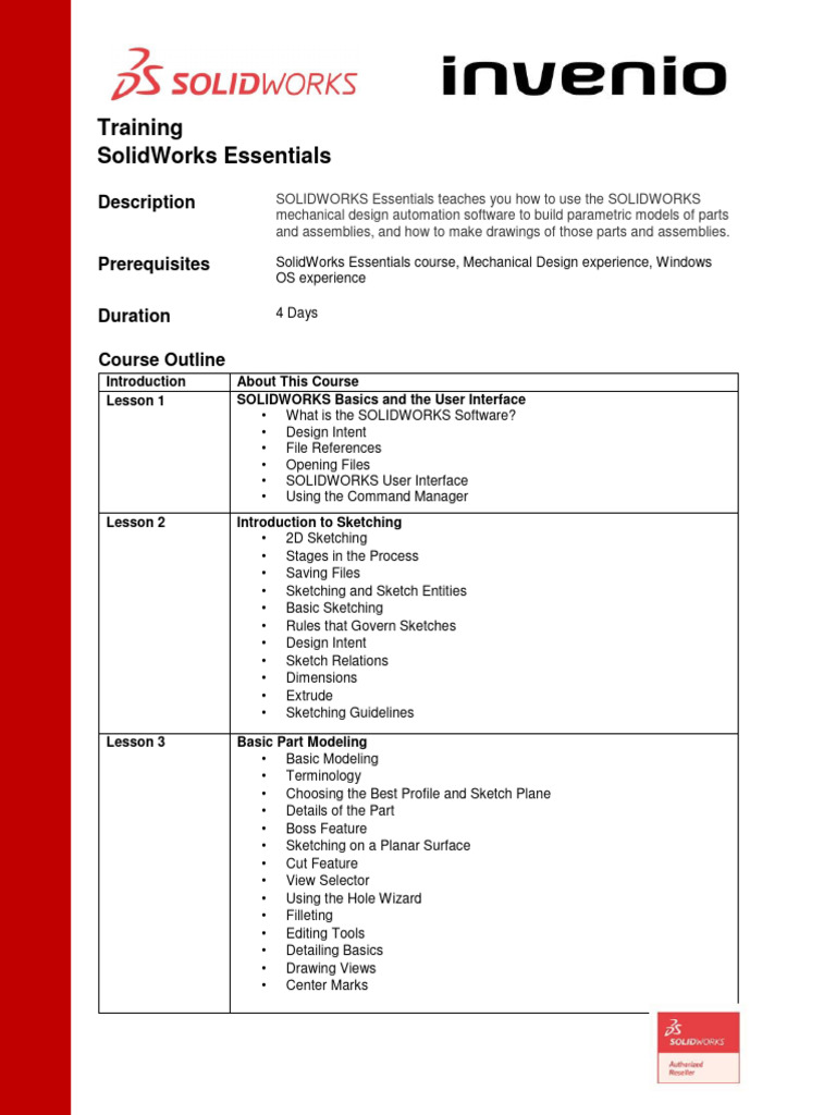 SolidWorks Essentials Training Course | PDF | Software Engineering ...
