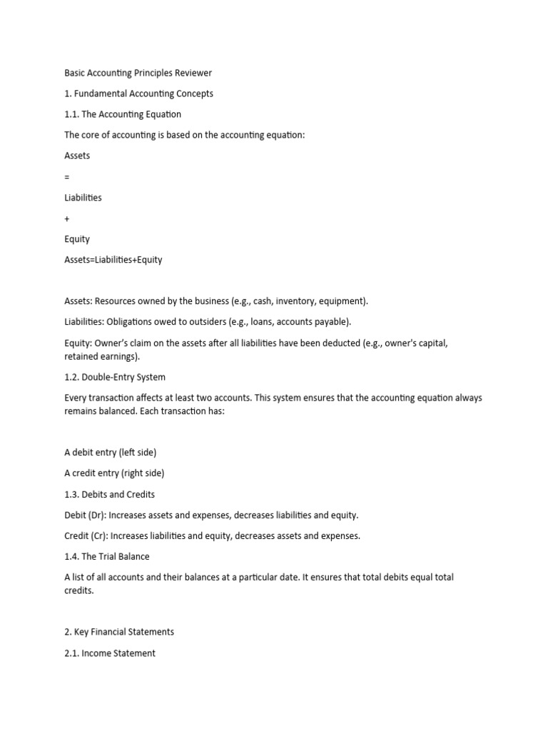Basic Accounting Principles Reviewer | PDF | Debits And Credits | Equity (Finance)