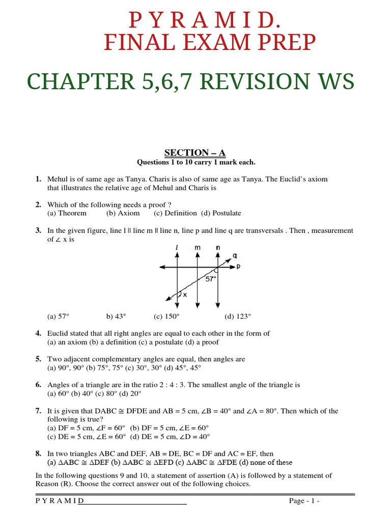 Maths Class Ix Chapter 05 06 and 07 Practice Paper 04 2 | PDF ...
