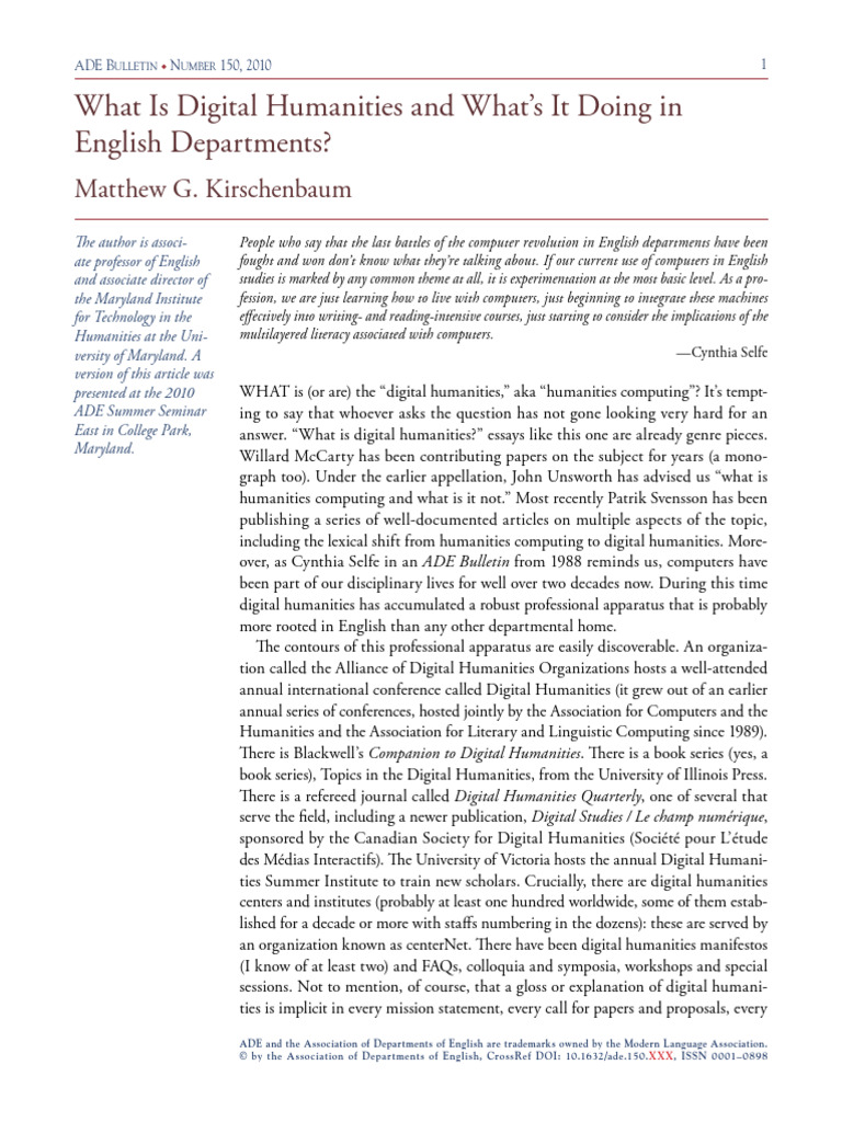 Kirschenbaum | PDF | Humanities | Methodology
