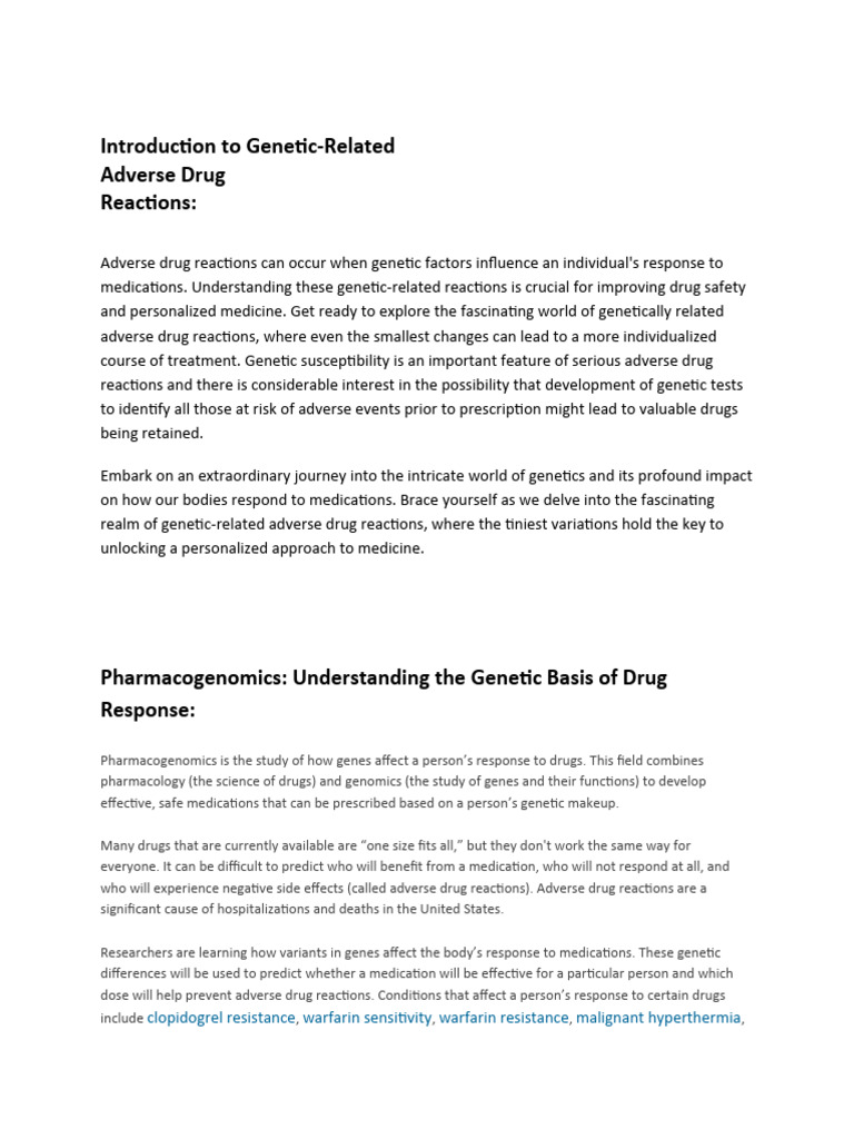 Genetics Related Adr With Example Focusing | PDF | Pharmacogenomics ...