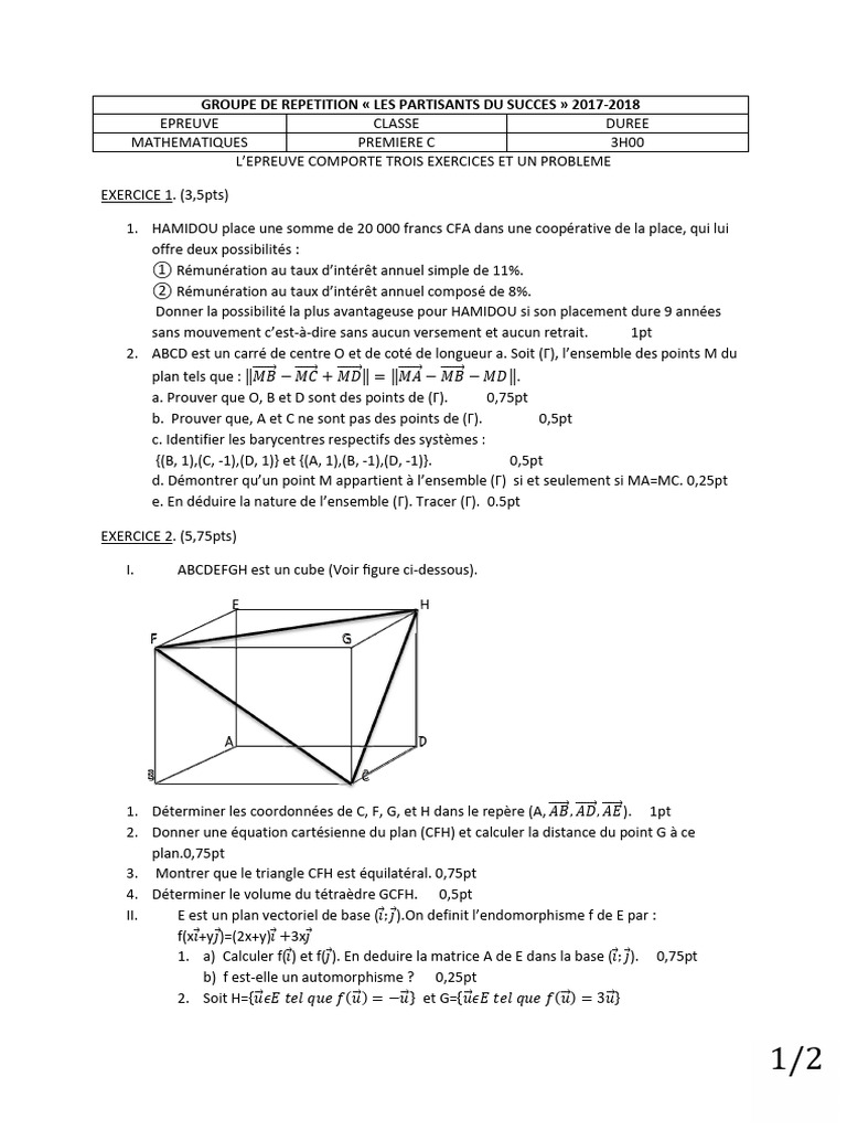 Epreuve de Math PC | PDF | Fonction (Mathématiques) | Base (algèbre linéaire)