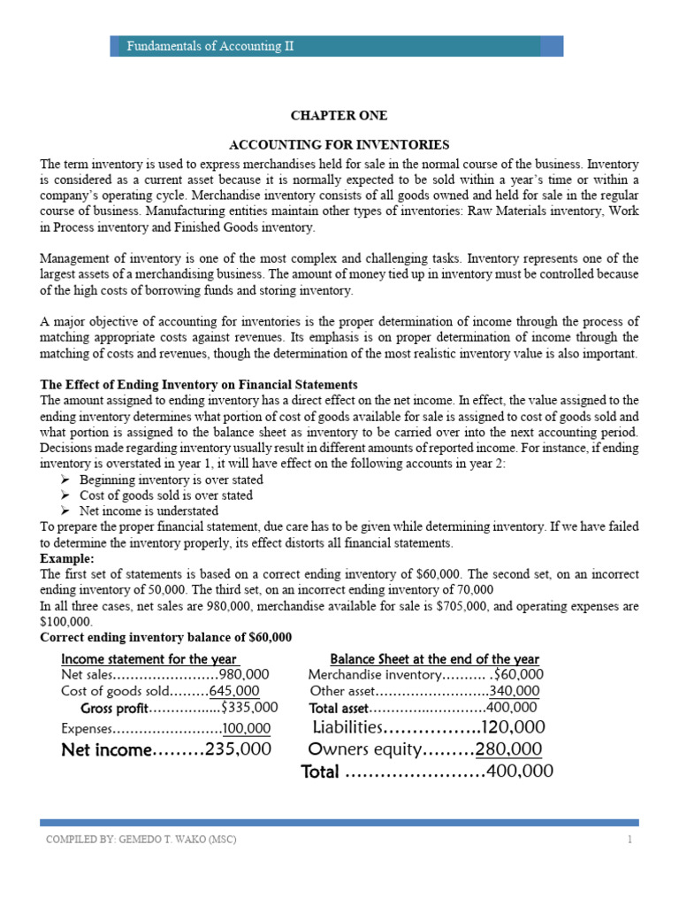 FOA II Handout | Download Free PDF | Depreciation | Inventory