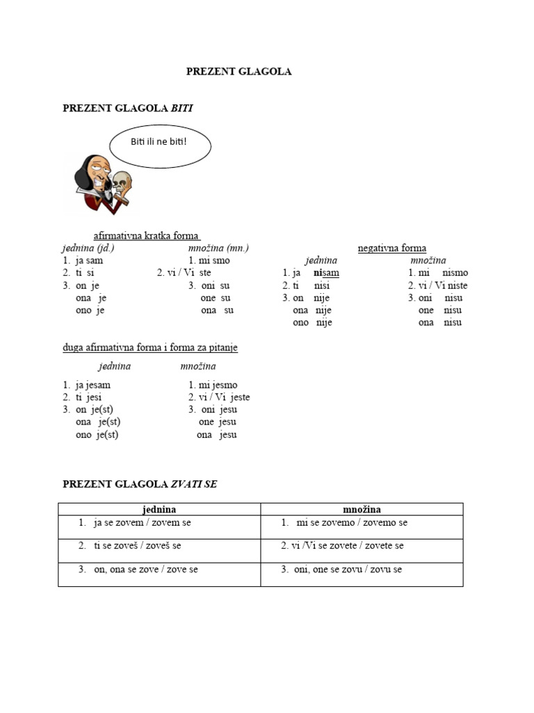 Prezent Glagola | PDF