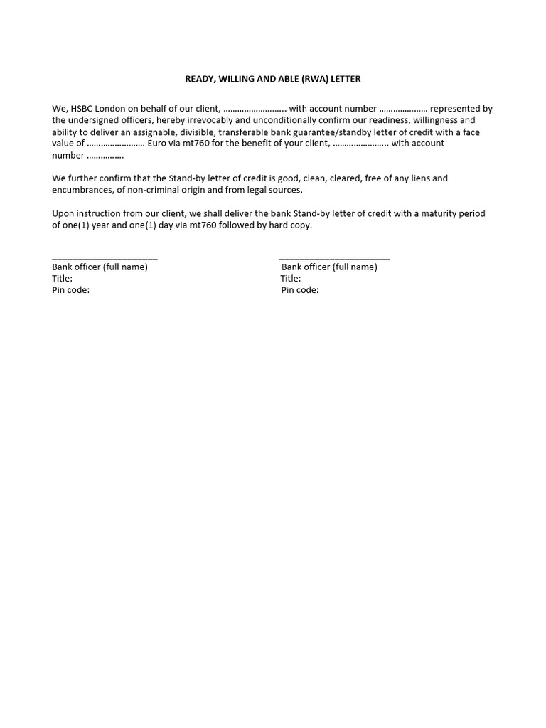 SBLC Verbiage (Format Iccxxx) Via Swift Mt760 | PDF | Letter Of Credit ...