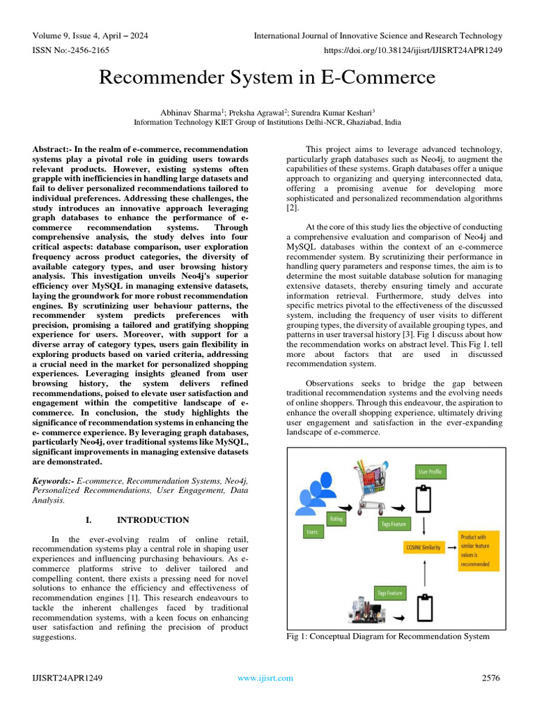 Recommender System in E-Commerce | PDF | Databases | Customer ...