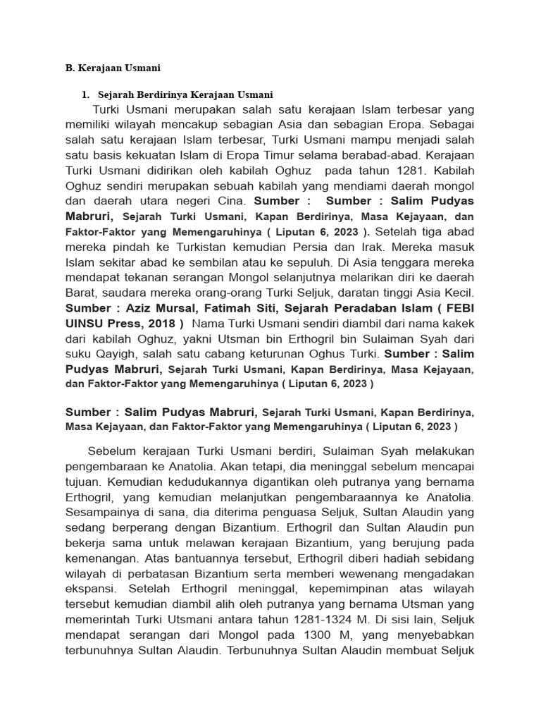 Sejarah dan Ekspansi Kerajaan Usmani | PDF | Politik | Klasik
