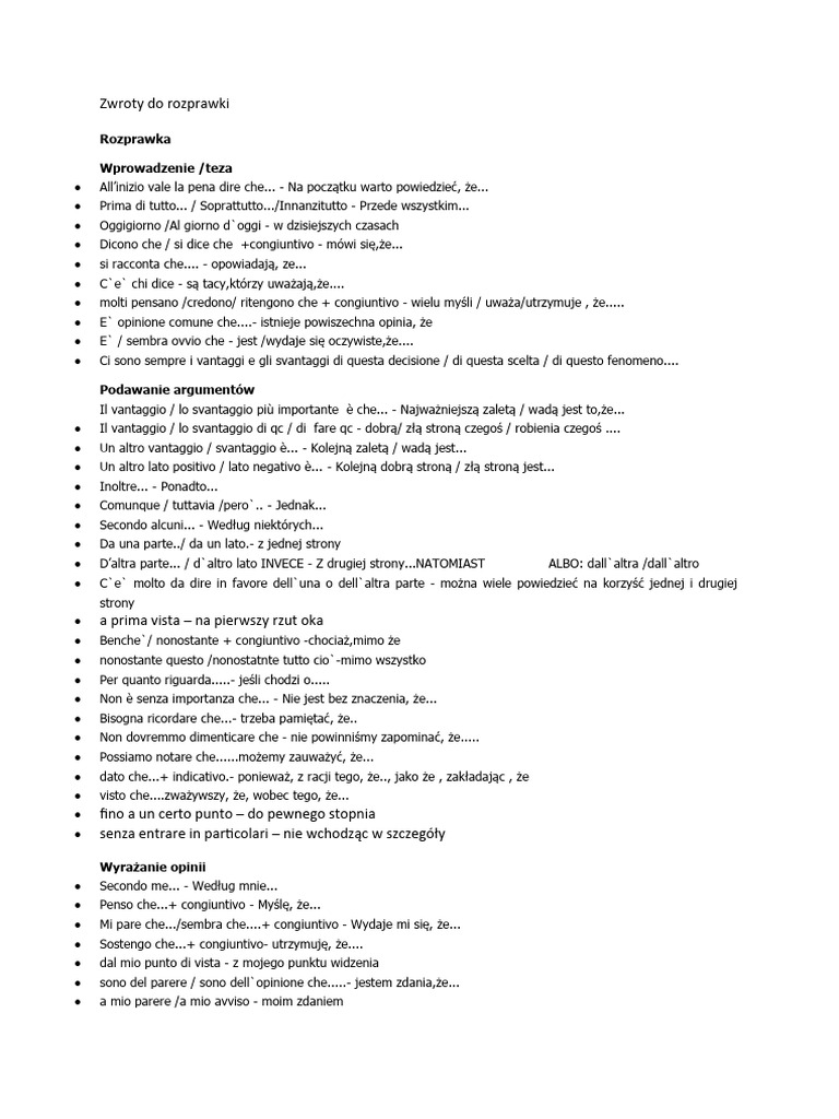 Zwroty Do Rozprawki | PDF