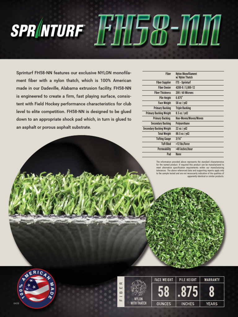 PDS Sprinturf FH58-NN | PDF | Materials