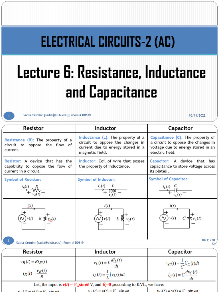 06 Resistance Inductance And Capacitance Pdf Inductor Capacitor