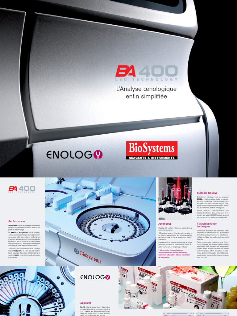 Analyseur BA400 pour œnologie | PDF | Acide | Diode électroluminescente