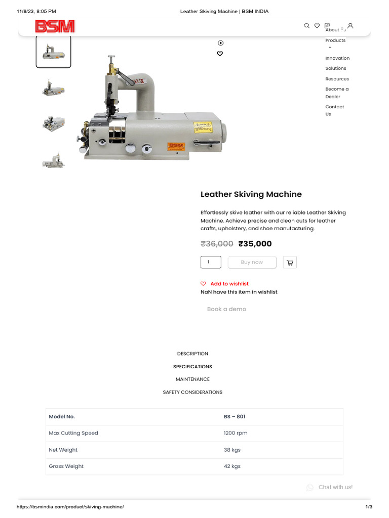 Leather Skiving Machine - BSM INDIA 2 | PDF