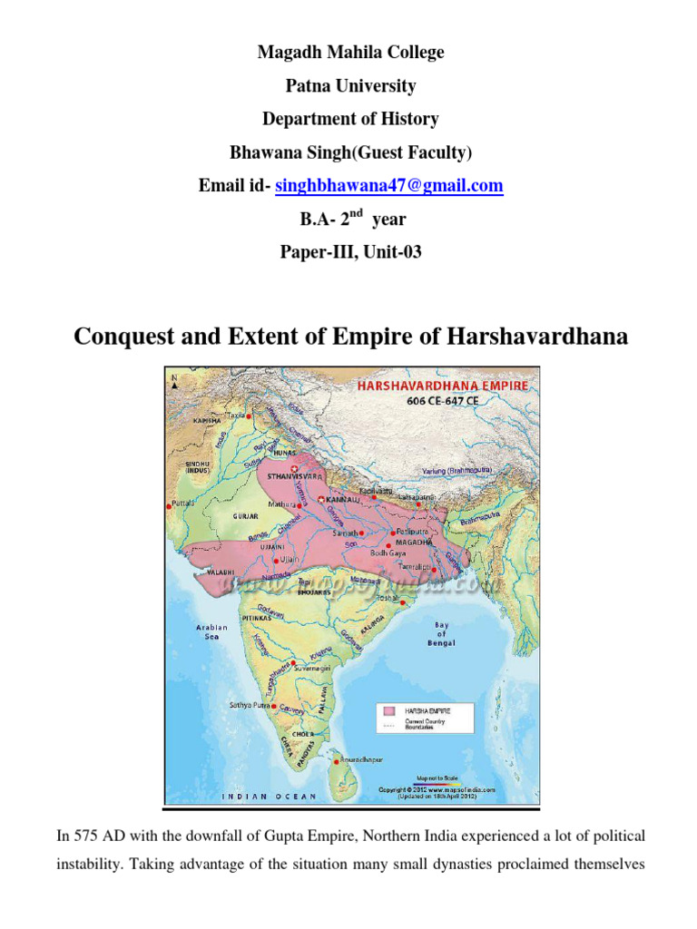 Map Harshavardhanas-Empire | PDF | Asia | South Asia