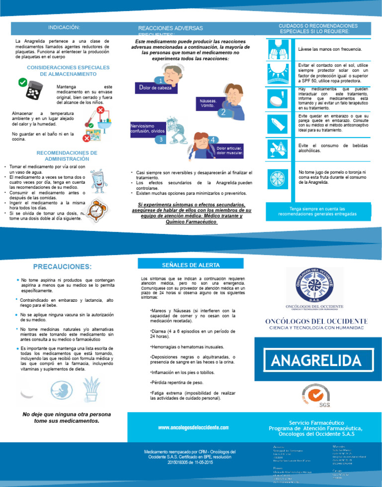 Guía de Uso y Precauciones de Anagrelida | PDF | Medicamentos con ...