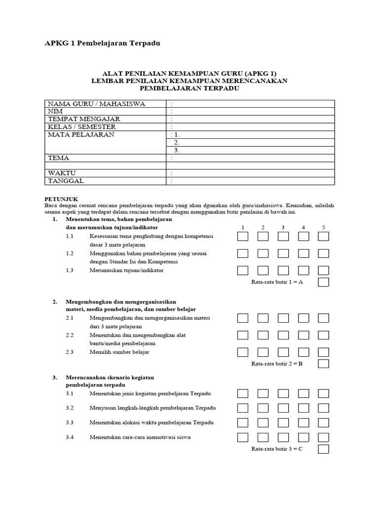 APKG 1 Dan 2 Pembelajaran Terpadu | PDF