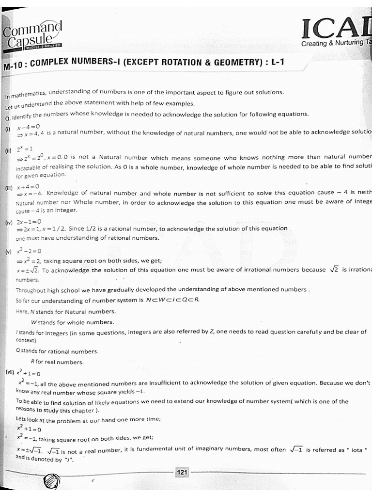 Complex No (Lecture 1) | PDF