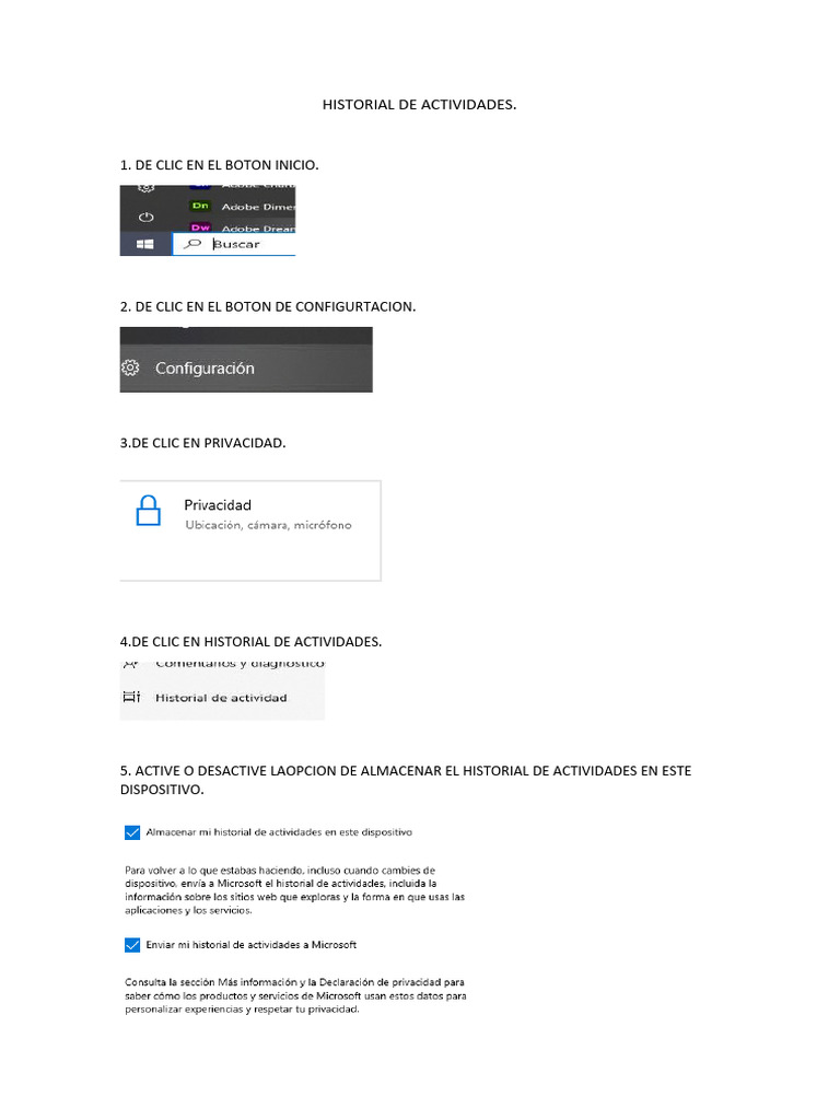 Historial de Actividades | PDF