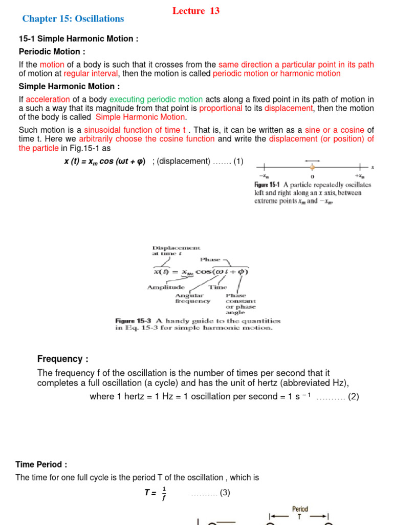 Chapter 15: Oscillations: 15-1 Simple Harmonic Motion: Periodic Motion | PDF | Oscillation | Force