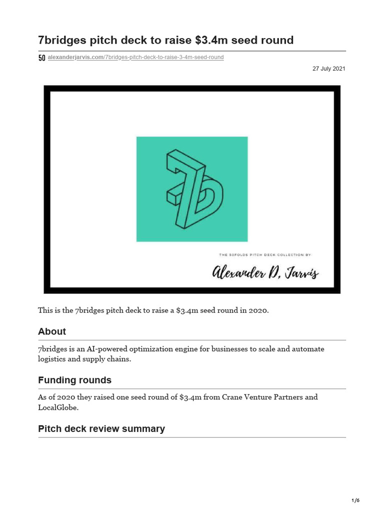 7bridges $3.4M Seed Round Pitch Deck | PDF