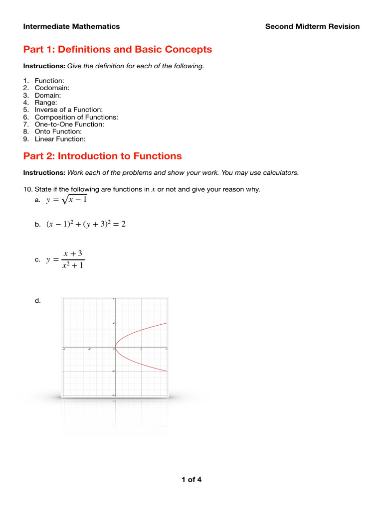 Intermediate Math Second Midterm Revision | PDF | Function (Mathematics) | Analysis