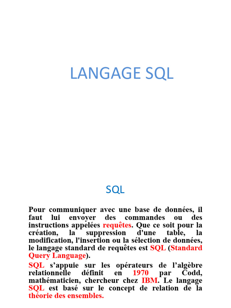 Langage Sql2 | PDF | SQL | Langage de programmation