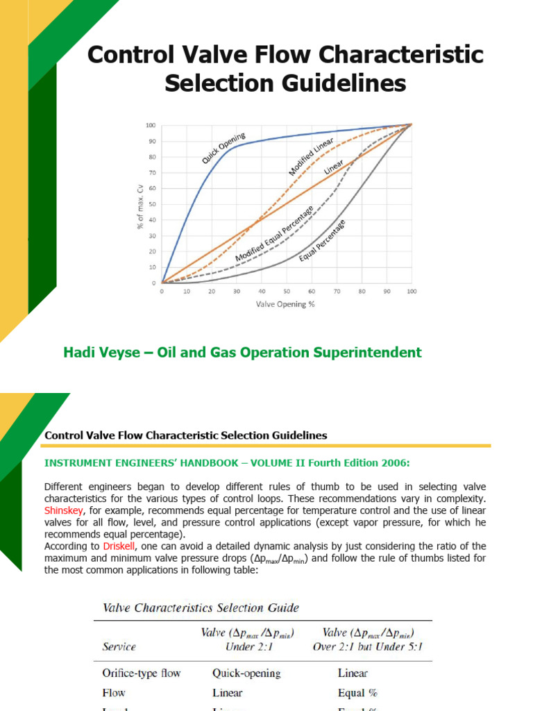 Control Valve Flow Characteristic Selection Guidelines | PDF | Valve ...