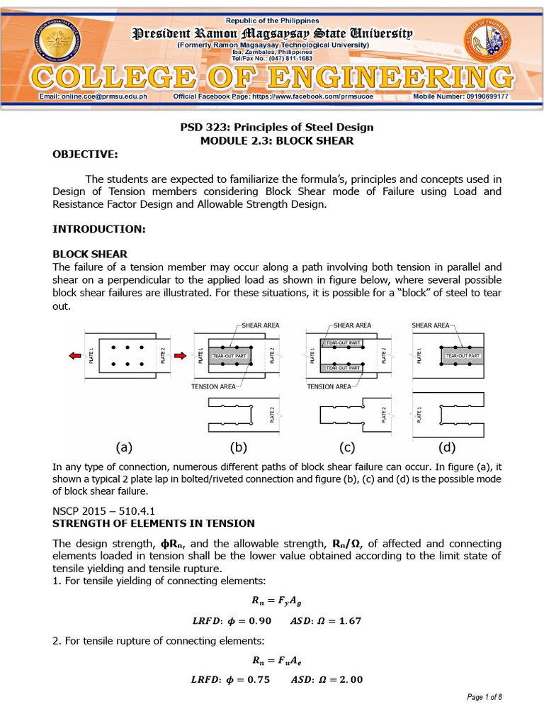 Module 2.3 Block Shear | PDF | Strength Of Materials | Fracture Module 2.3 Block Shear | PDF | Strength Of Materials | Fracture