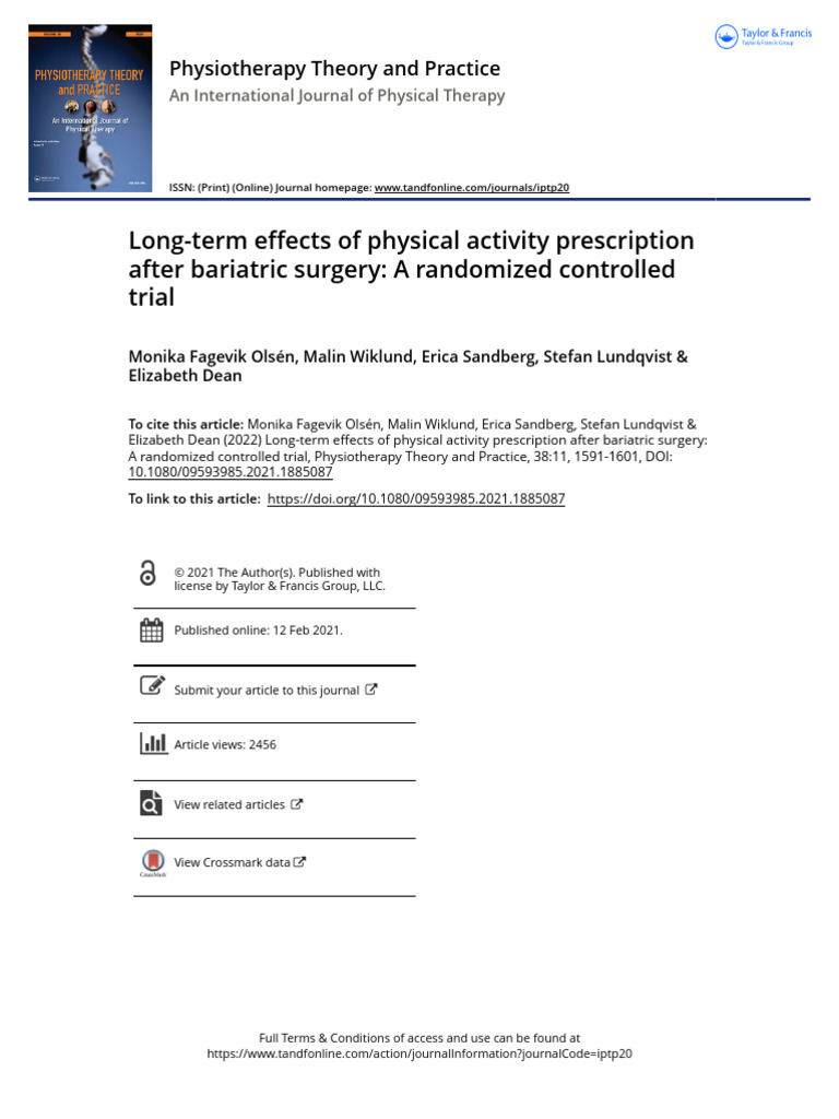 Long-Term Effects of Physical Activity Prescription After Bariatric ...