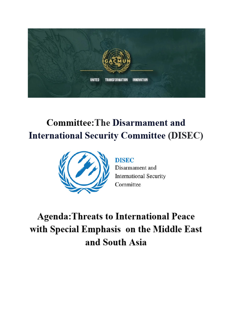 Study Guide DISEC | PDF | Nuclear Disarmament | Israeli–Palestinian ...