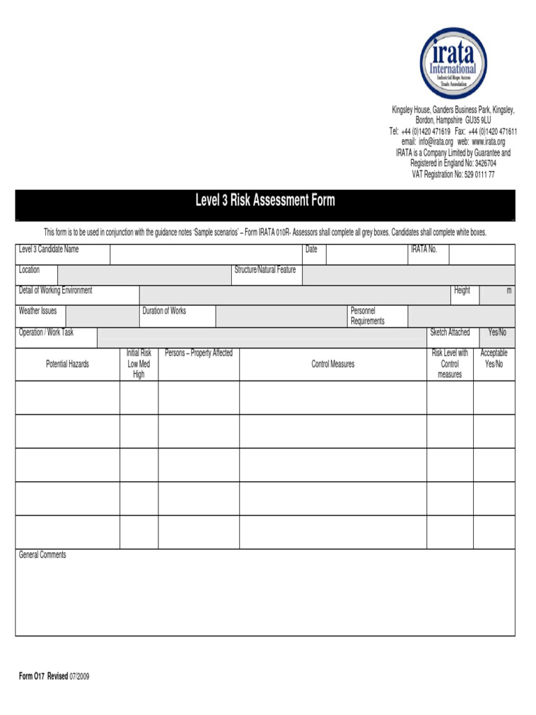017R Level 3 Risk Assessment 3 | PDF | Safety | Risk
