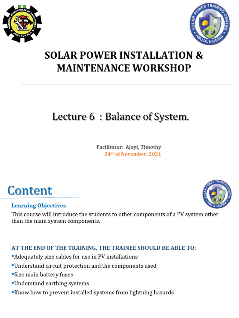 Solar Balance of System Components | PDF | Photovoltaic System | Fuse ...