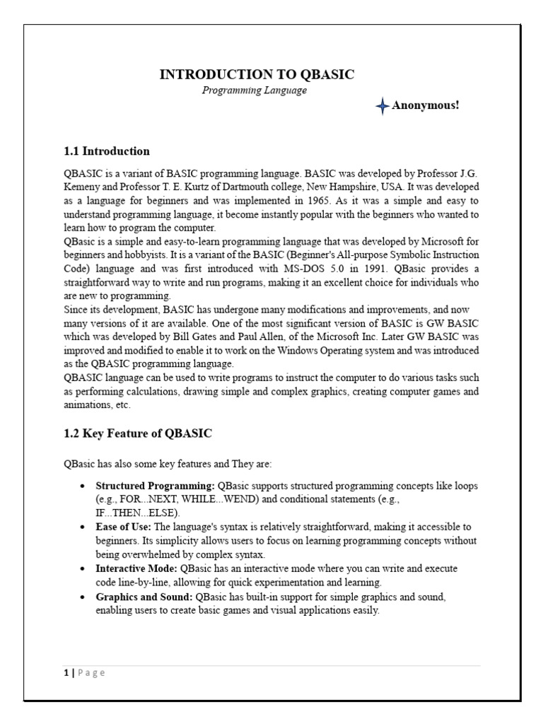 QBASIC LECTURE 01 (Introduction To Qbasic) | PDF | Basic | Computer ... QBASIC LECTURE 01 (Introduction To Qbasic) | PDF | Basic | Computer ...