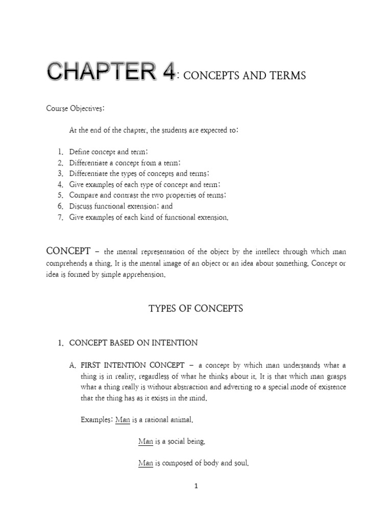 CHAPTER 4 Concepts and Terms | PDF | Concept | Existence