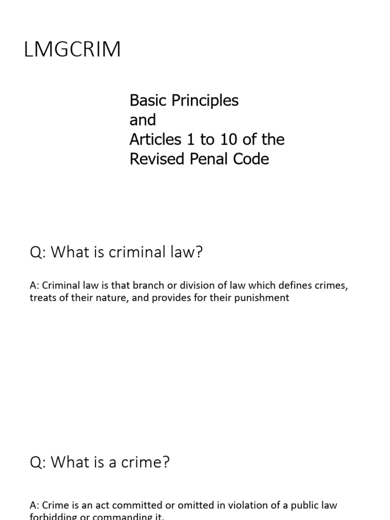 Basic Principles and Articles 1 To 10 | PDF | Crimes | Crime & Violence