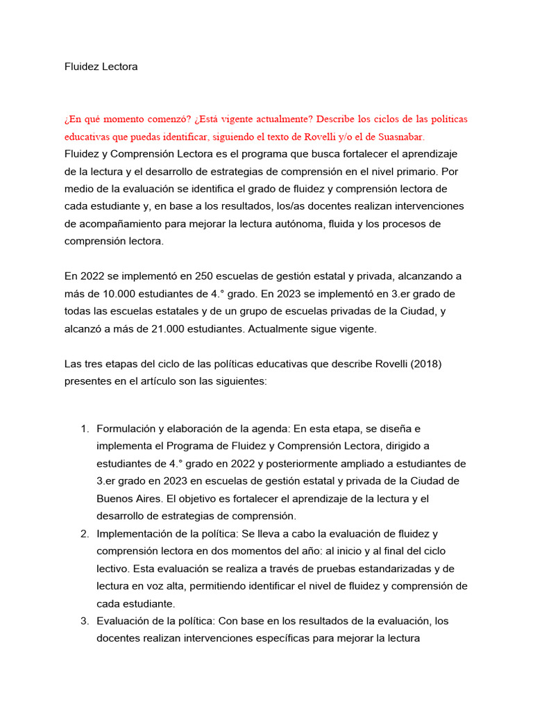 Fluidez Lectora | PDF | Comprensión lectora | Enseñando