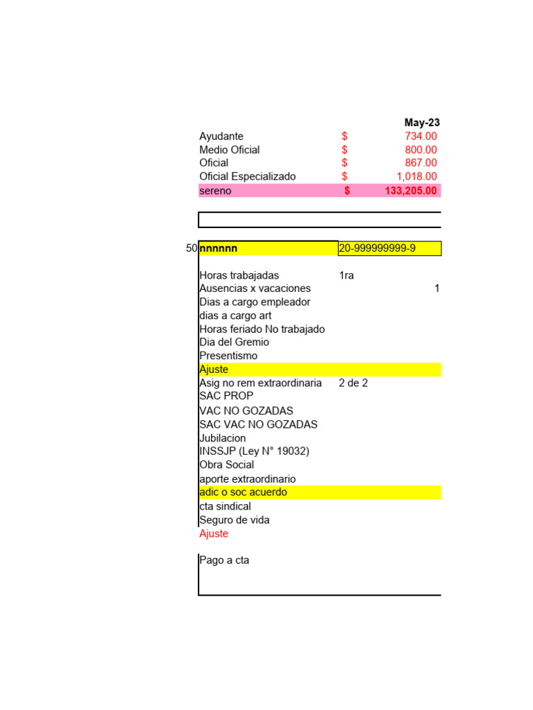 Modelo Recibo Uocra | PDF | Economía demográfica | Labor