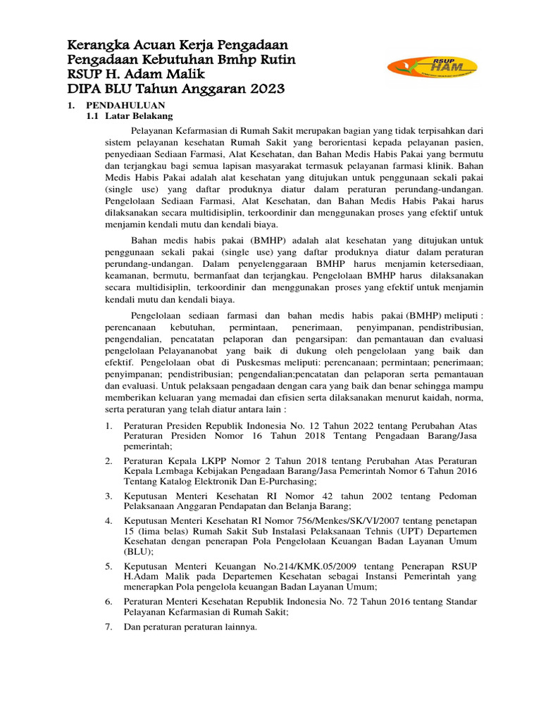 Kak BMHP Rutin Tahun 2023 | PDF | Kesehatan Holistik