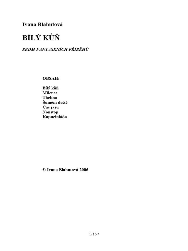 Blahutova Ivana Bily Kun Sedm Fantasknich Pribehu | PDF