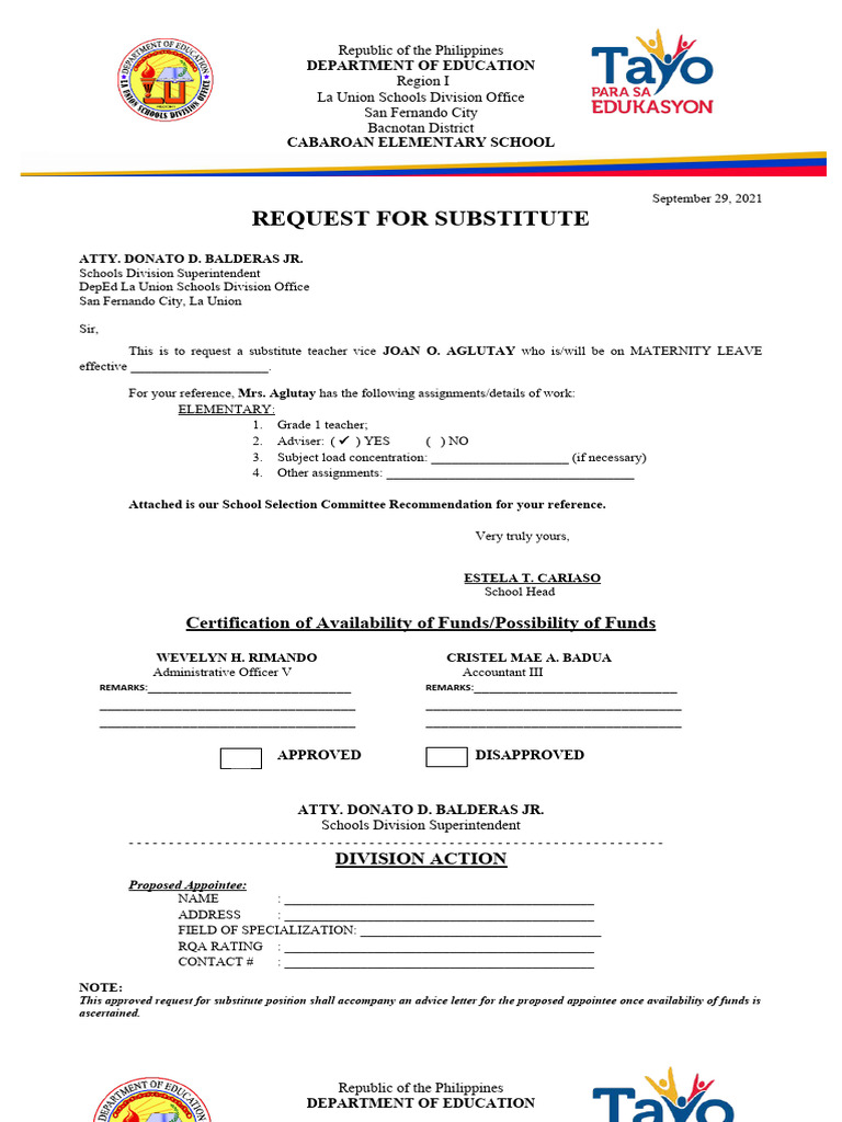 Request For Substitute | Download Free PDF | Government